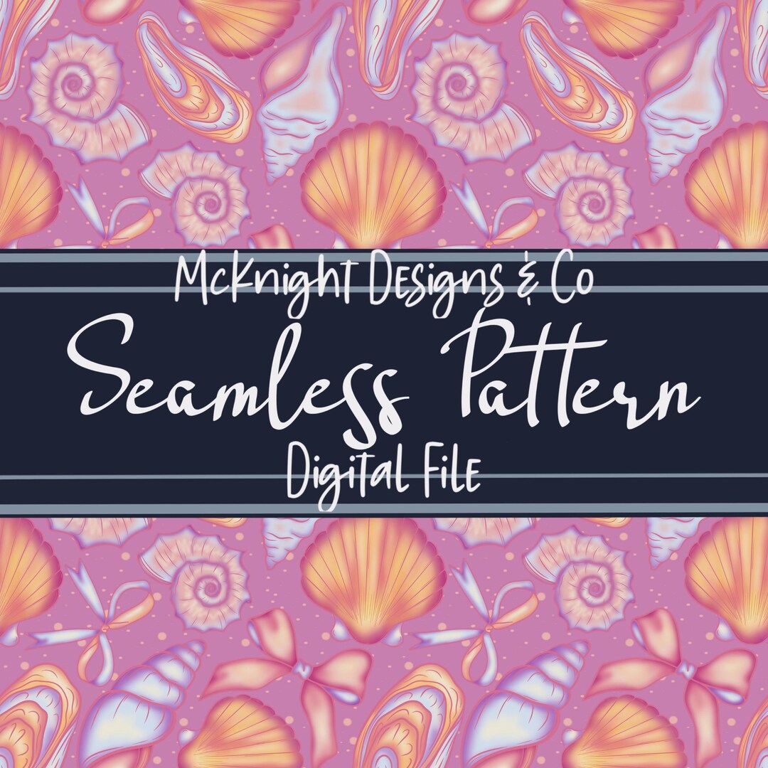 Seashell Bow Seamless Pattern PNG, Girly Coastal Coquette Digital Print ...