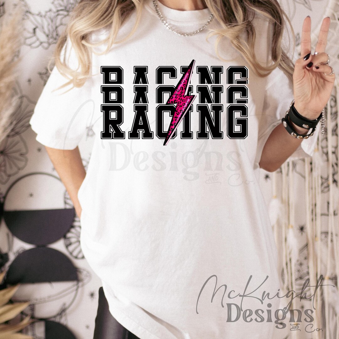 Girly Racing PNG Pink Leopard Lightning Bolt Digital Design Race Season ...