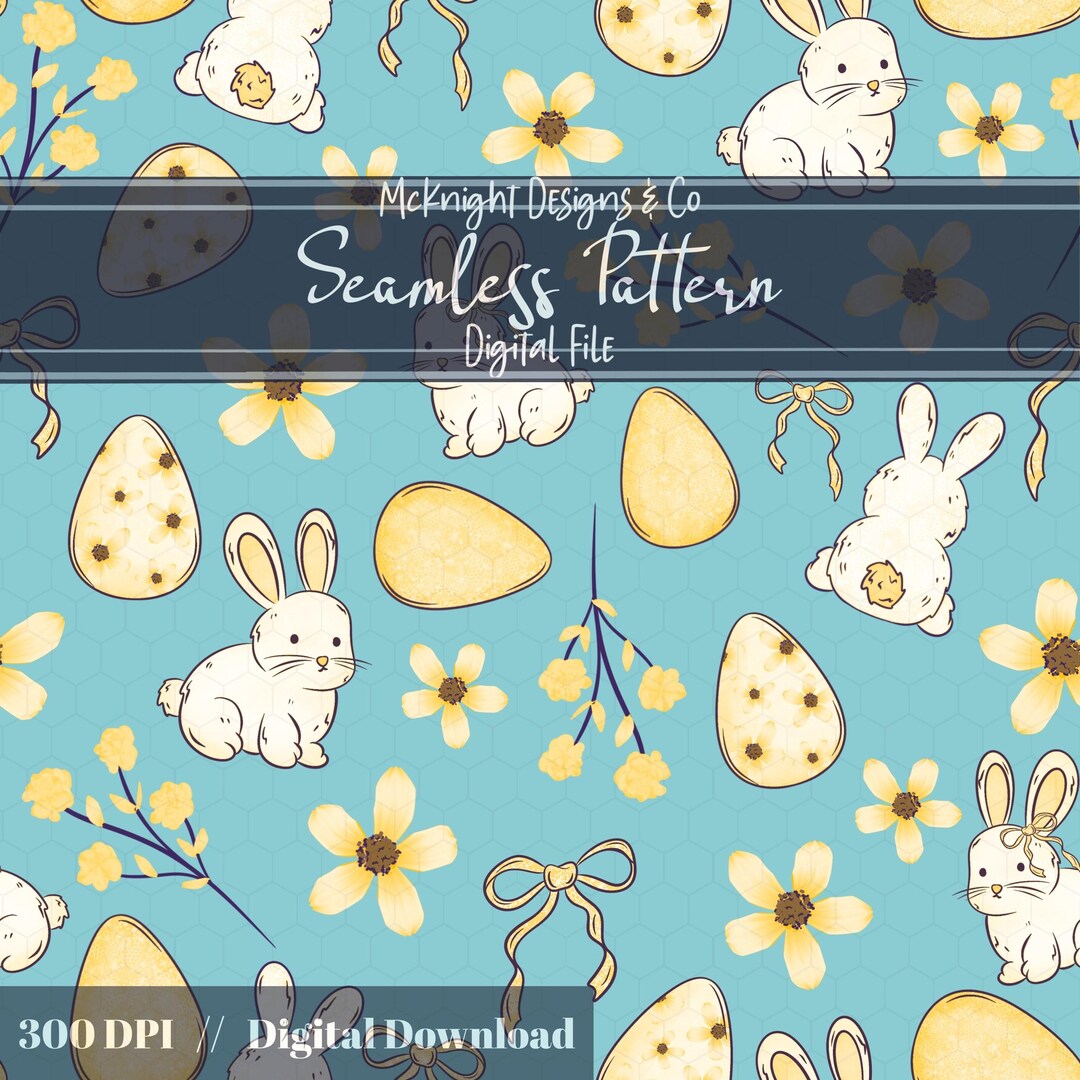 Whimsical Easter Bunny Seamless Pattern, Storybook Spring Floral ...
