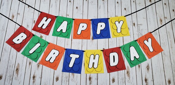 Lego Banner Lego Party Banner Lego Birthday Building Blocks | Etsy