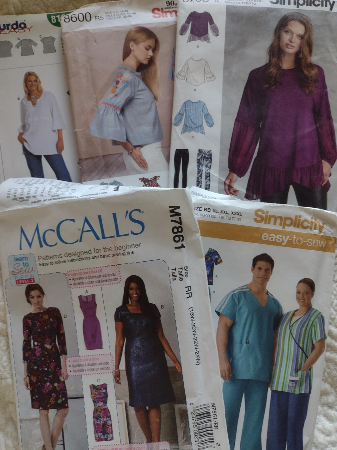 5 Different Plus-size Sewing Patterns. Burda 8100, Simplicity 8600 ...