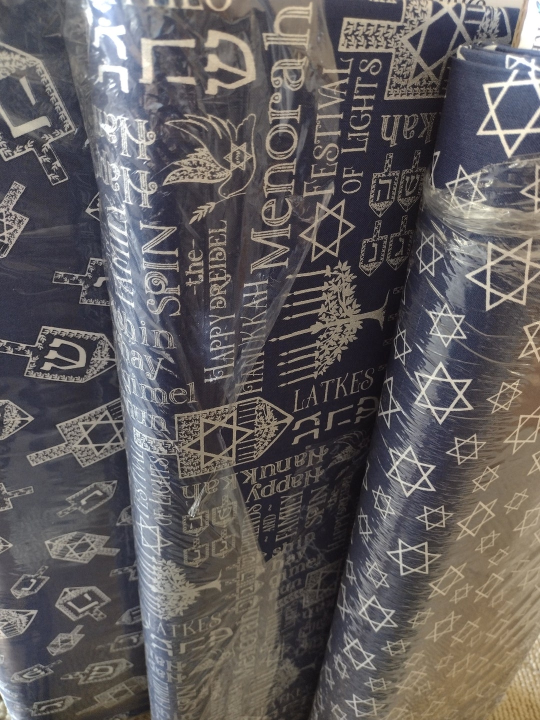 Riley Blake Festival of Lights Chanukah Symbols, Hebrew and English ...