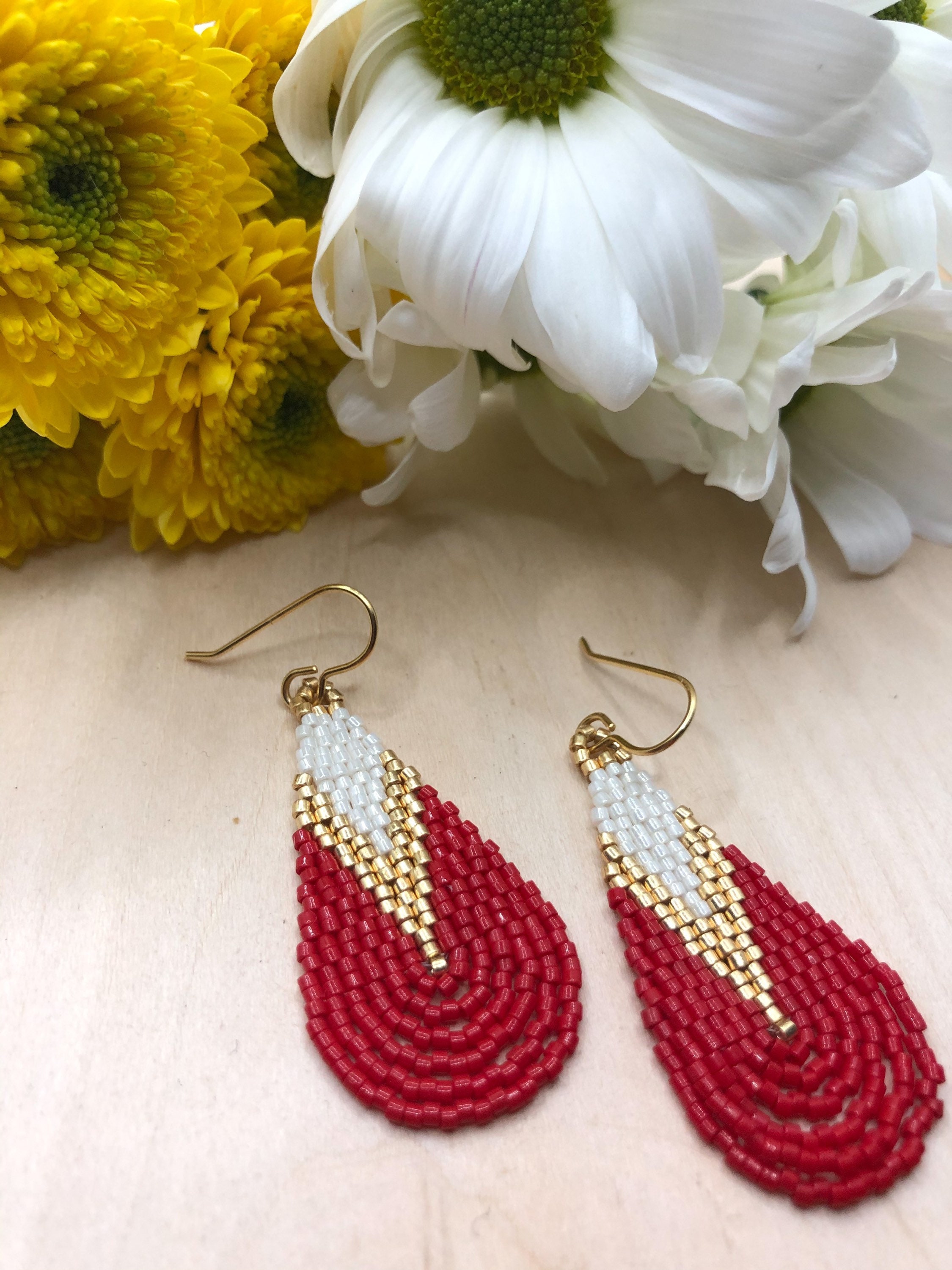 Teardrop Kansas City Chiefs Beaded Dangle Earrings - Etsy