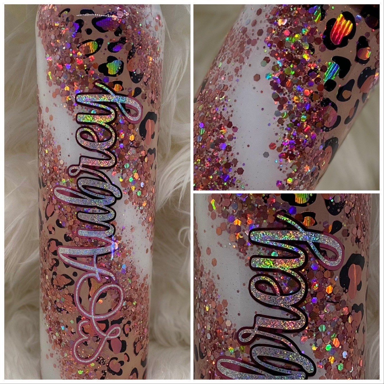 Pink Leopard Tumbler Rose Gold Leopard Custom Tumbler | Etsy