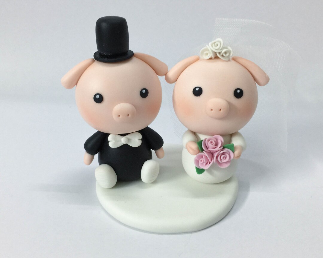 Pig Cake Topper Bride & Groom, Love Farm Barn Wedding Engagement ...