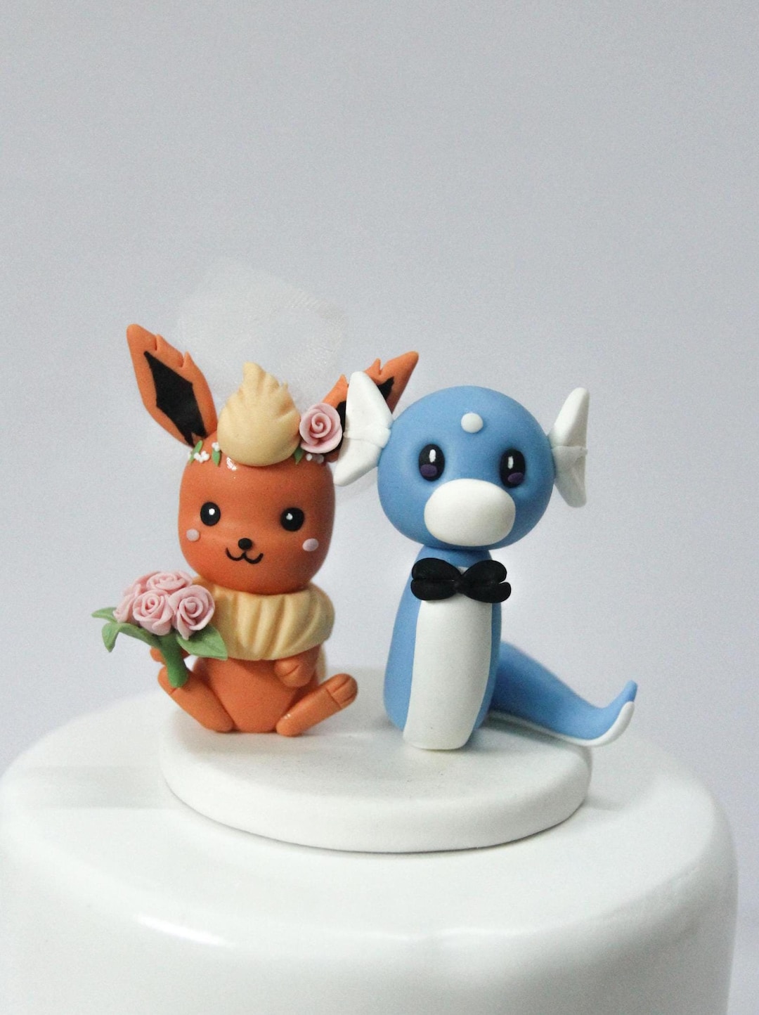 Dratini & Eevee Couple Wedding Cake Topper, Pokemon Wedding Clay ...