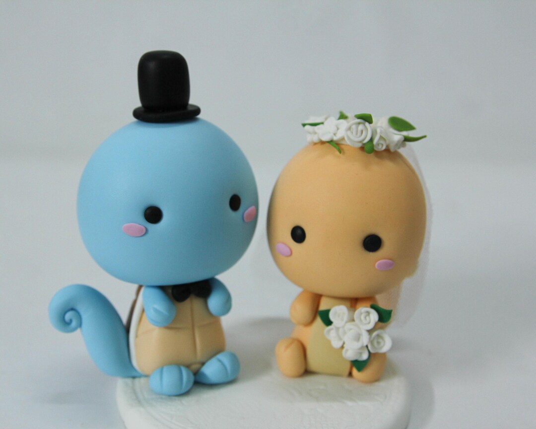 Squirtle Groom & Charmander Bride Wedding Cake Topper, Pokemon Wedding ...