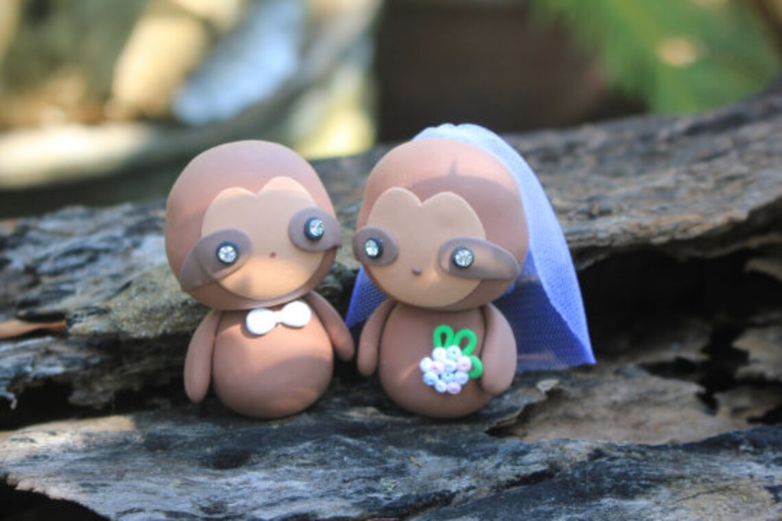 Sloth Wedding Cake Topper Bride and Groom Wildlife Wedding - Etsy