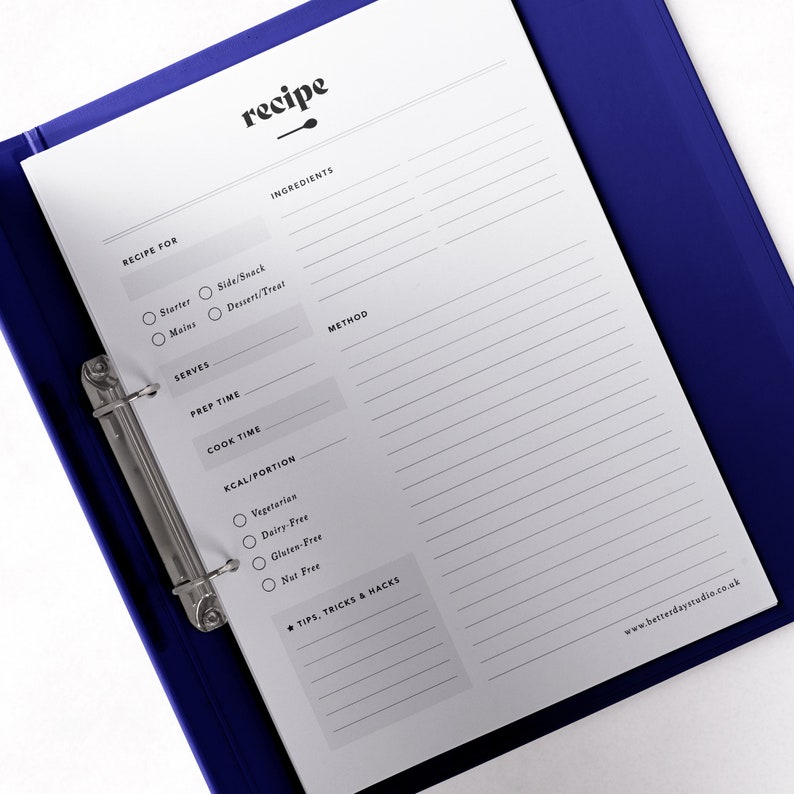 Printable Recipe Card A4 and US Letter PDF Instant - Etsy