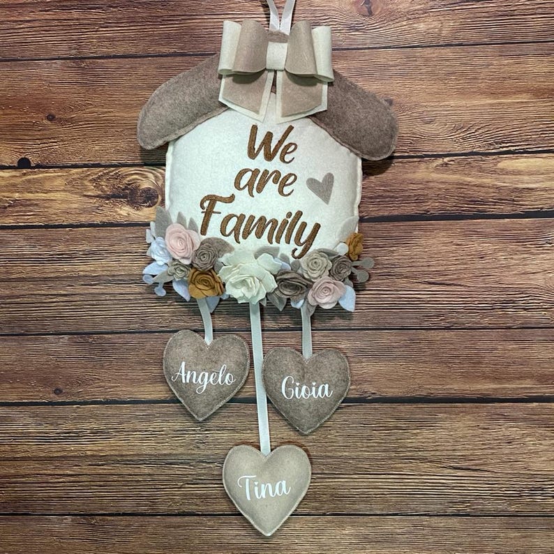 Personalized Door Sign With Names - Dove-colored Door Sign With a ...