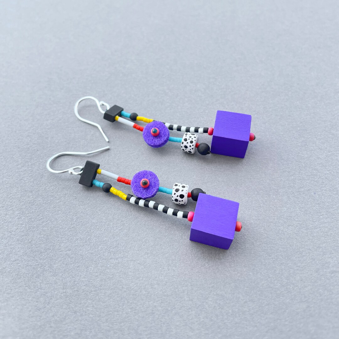 Colorful Long Pop Art Whimsical Summer Earrings. Memphis Milano ...