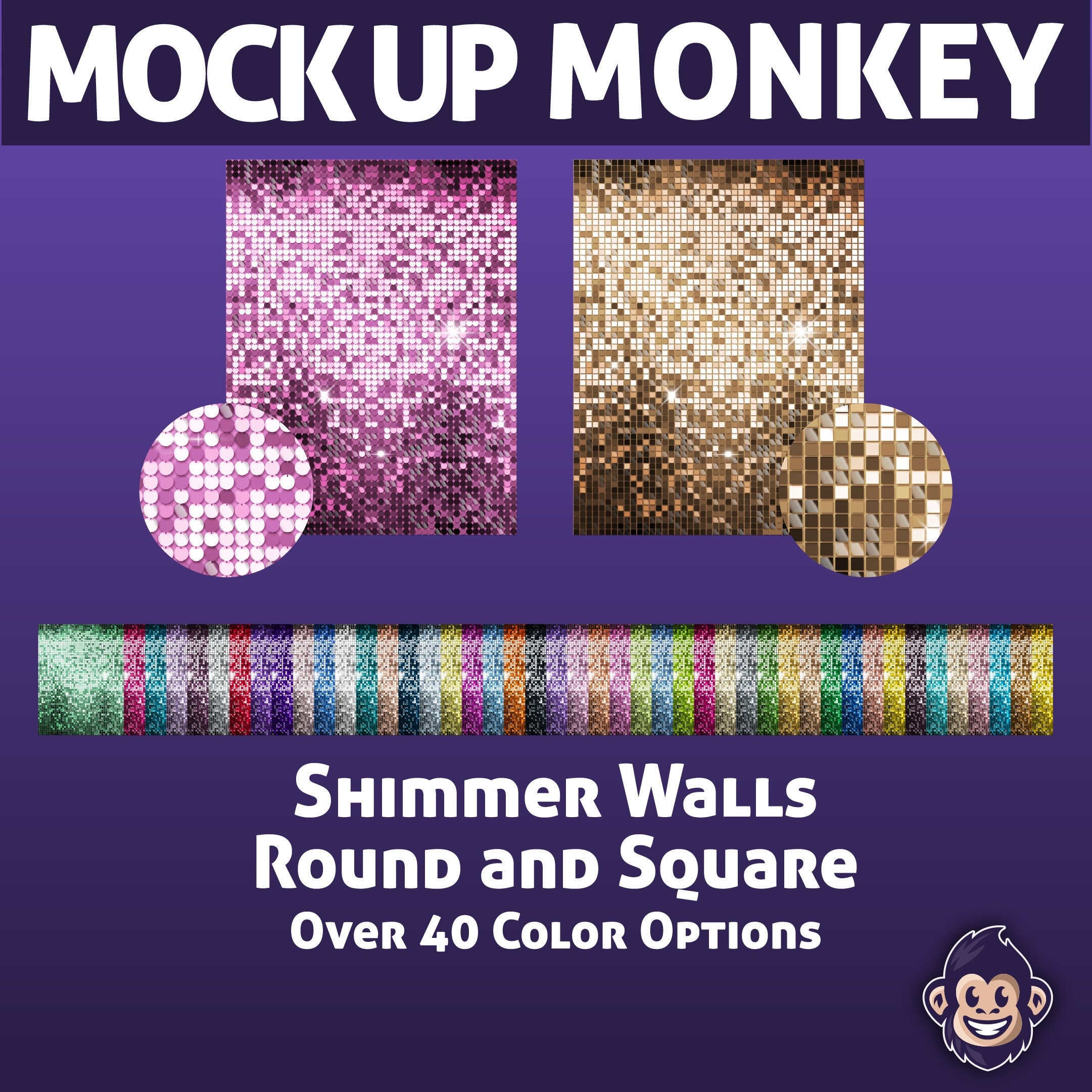 Monkey Mock up - Shimmer Wall Pngs for Party Mock Ups - Etsy