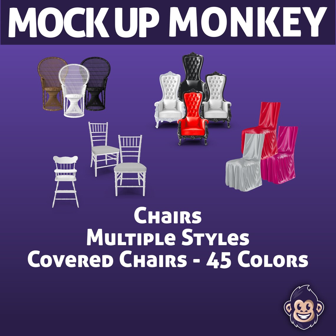 Monkey Mock up - Furniture Chair Pngs for Party Mock Ups - Etsy