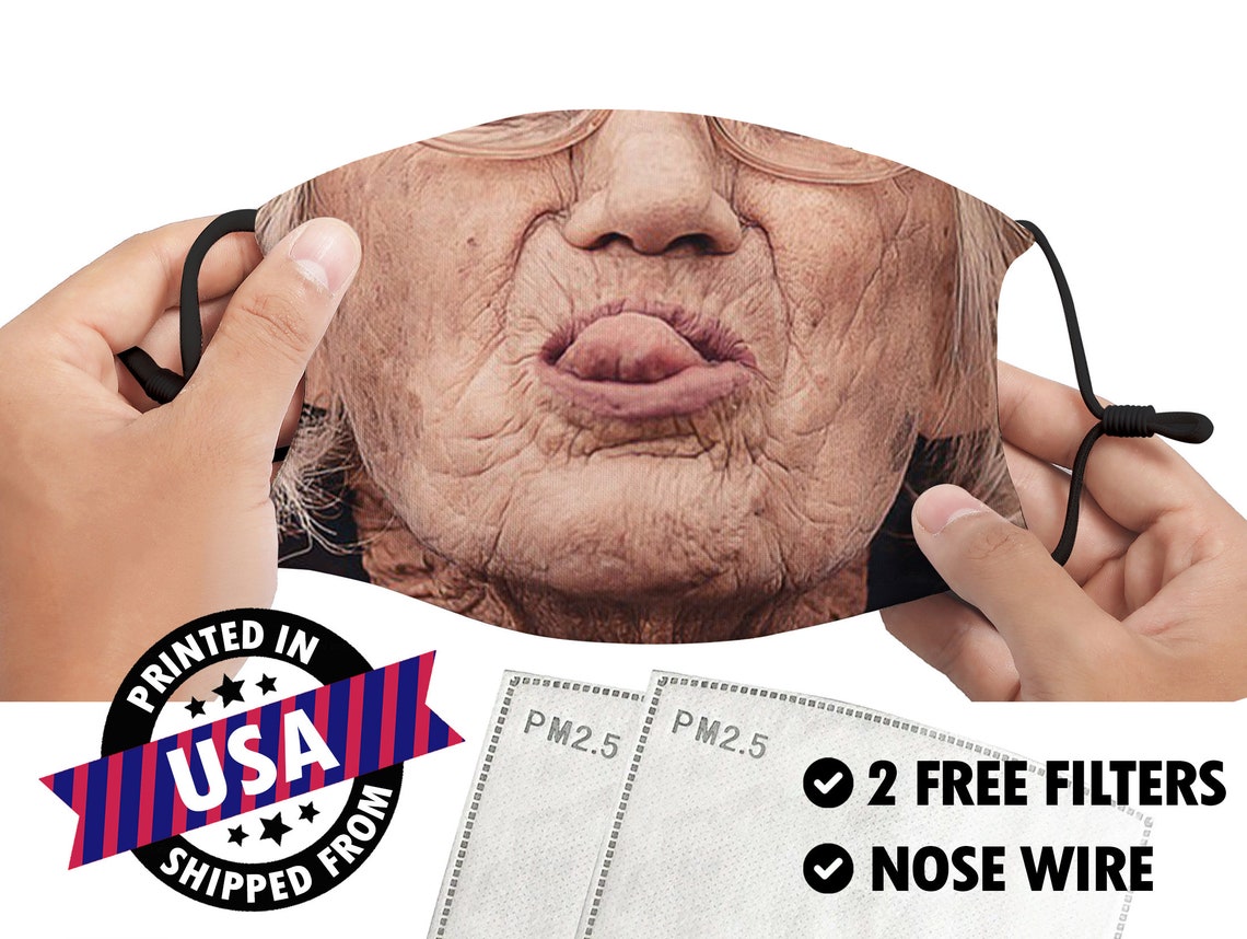 Old Lady Face Mask / Grandma Mask / Aged Woman Mask / Tongue - Etsy