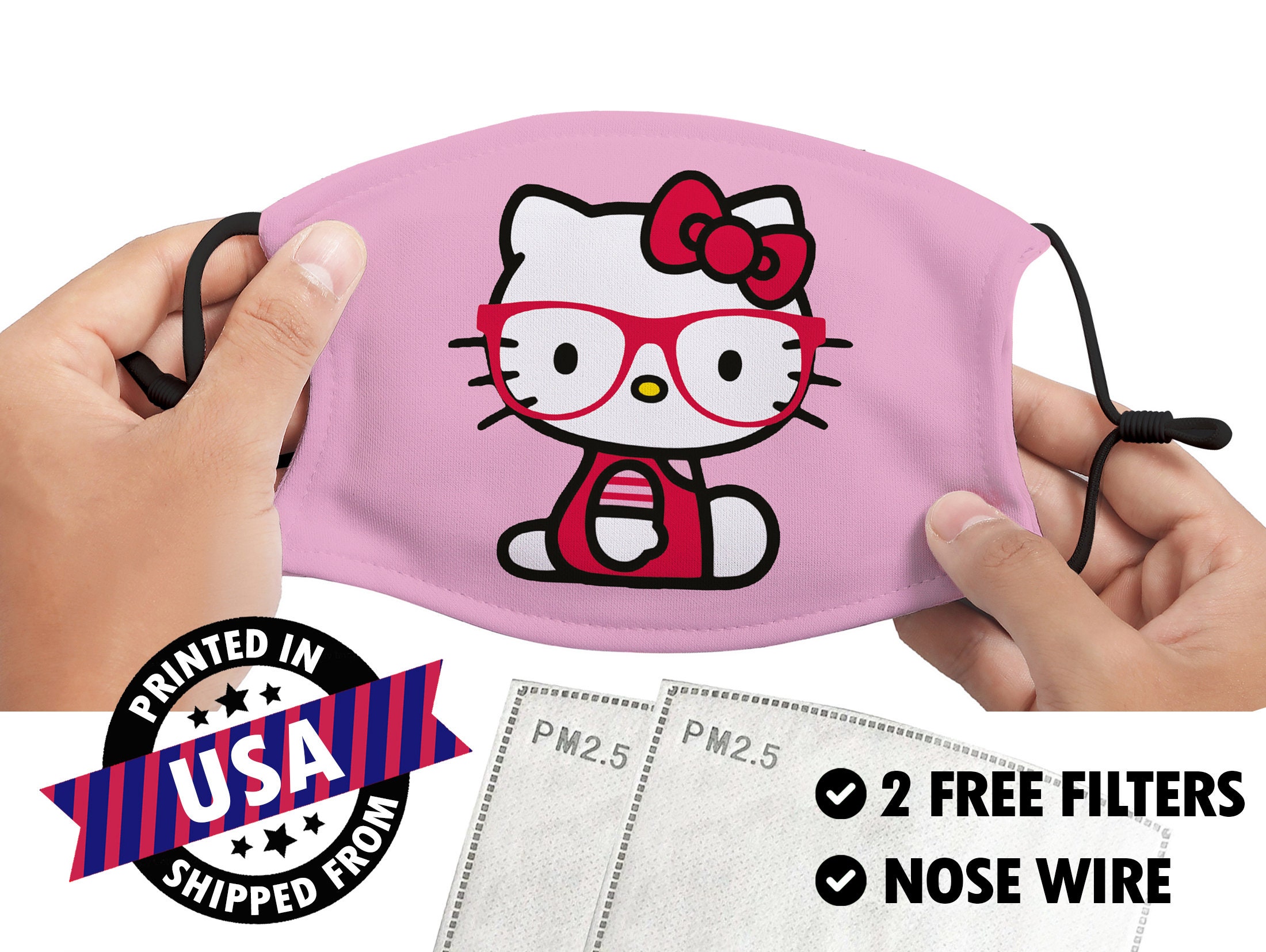 Hello Kitty Face Mask / Nerdy Face Mask / Optician Face Mask / | Etsy