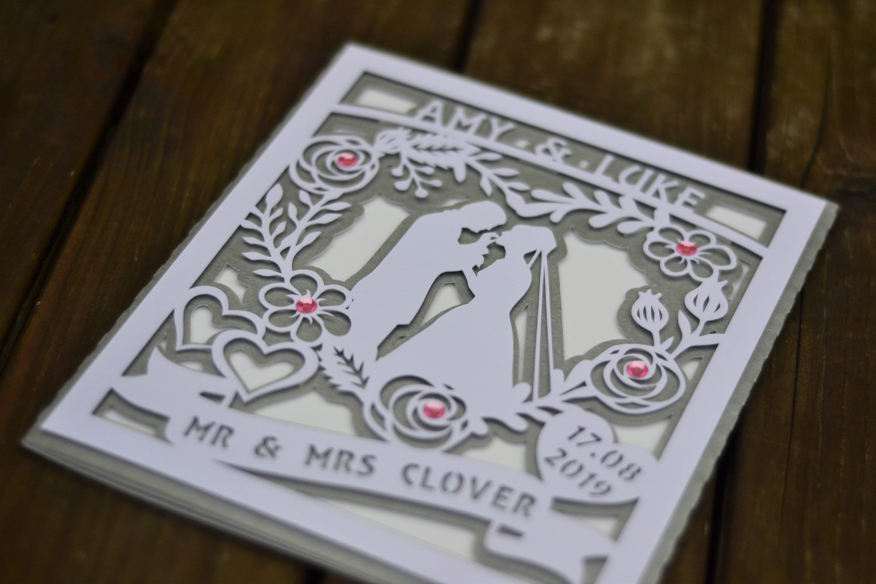 Personalised wedding papercut card | Etsy