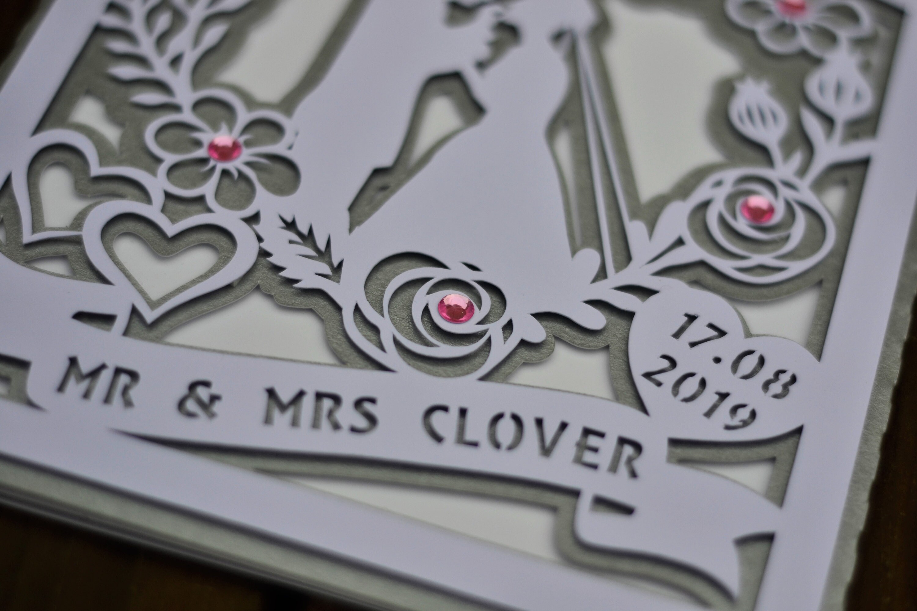 Personalised wedding papercut card | Etsy