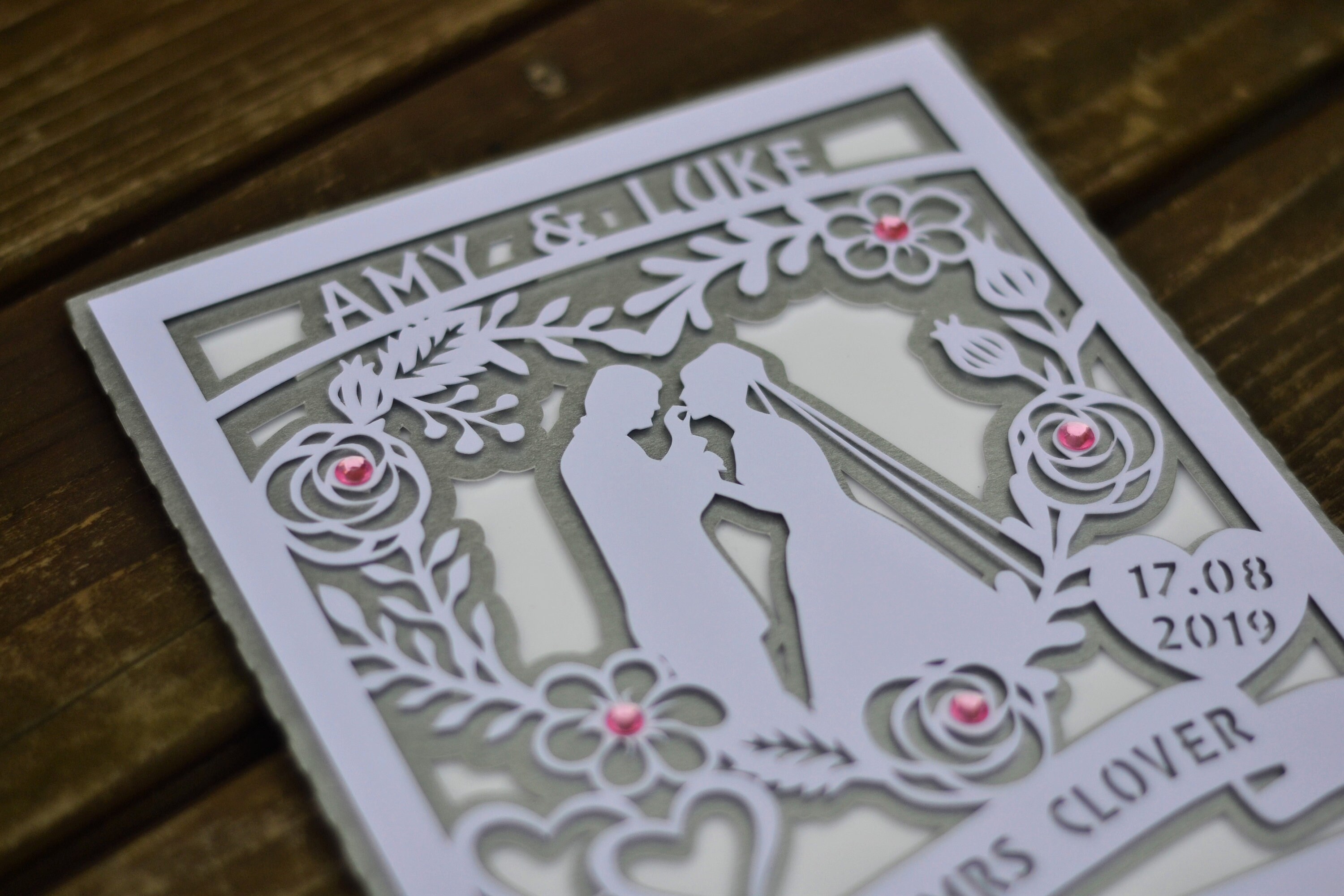 Personalised wedding papercut card | Etsy