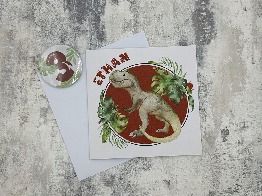 Personalised Dinosaur Birthday Card, Birthday Card, Personalised First ...