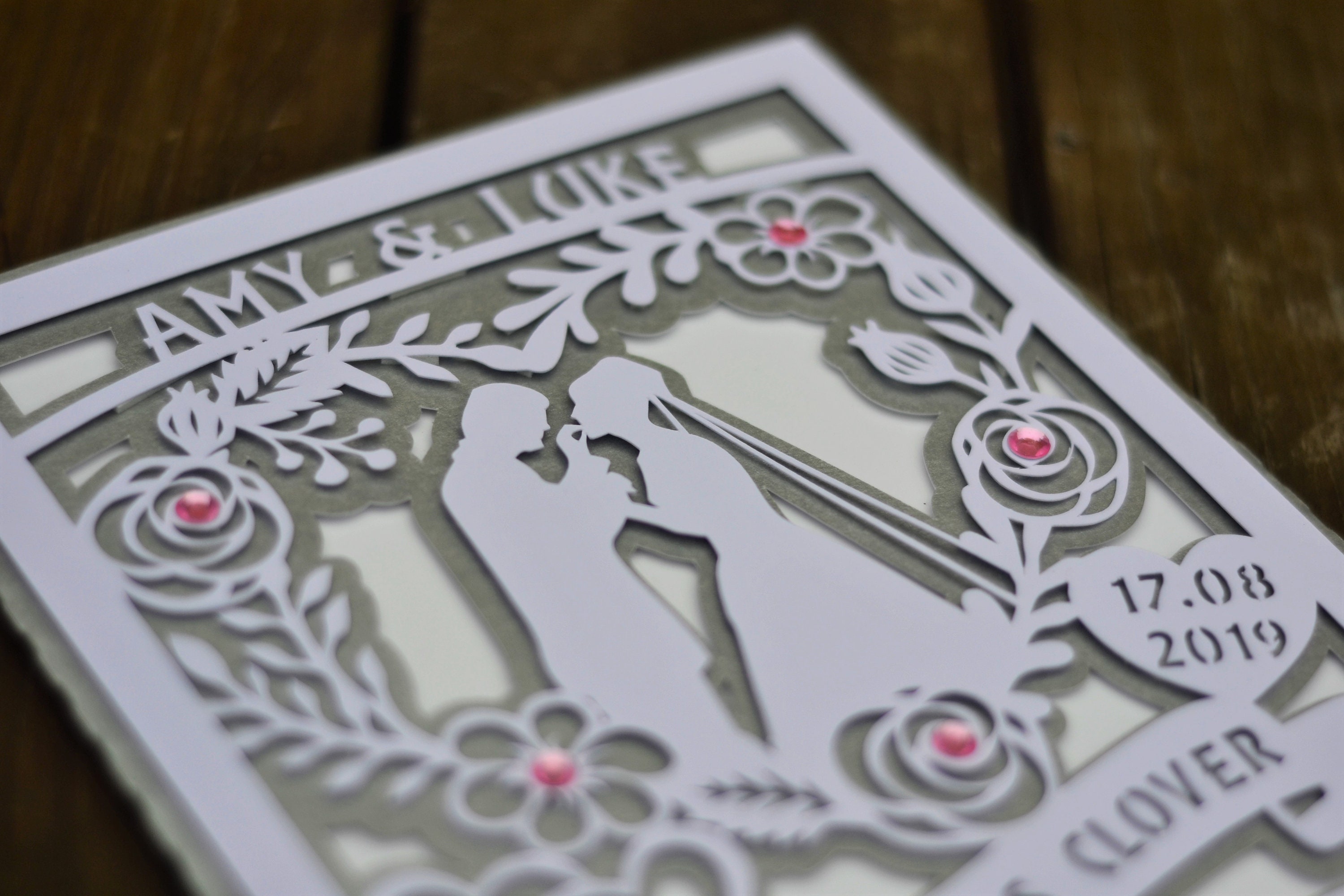 Personalised wedding papercut card | Etsy