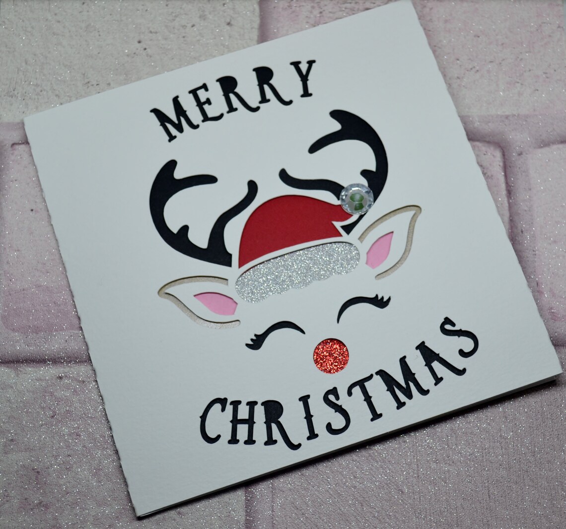 Personalised Christmas Reindeer Card * Papercut Card - Etsy