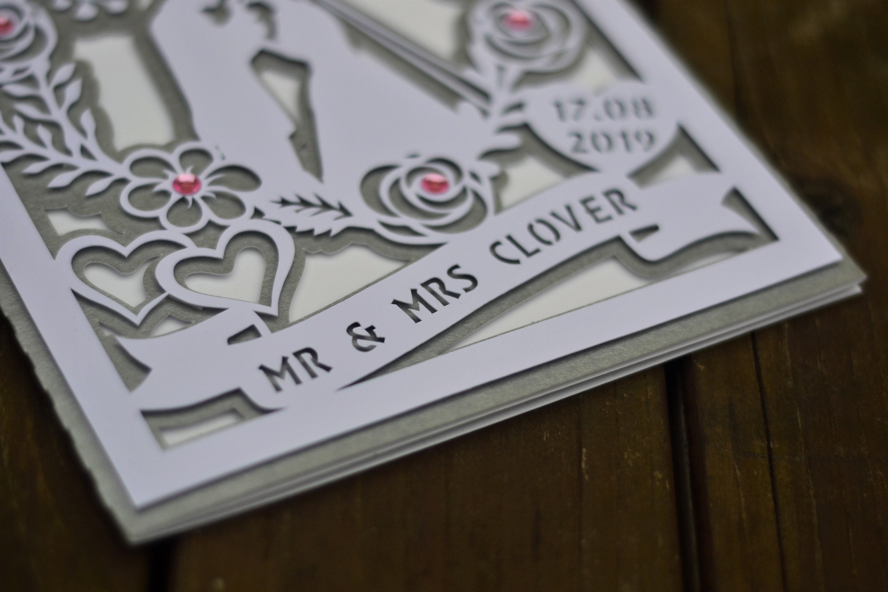 Personalised wedding papercut card | Etsy