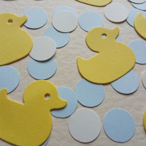 Rubber Duck Baby Shower Table Confetti Yellow Blue Bubbles Bath Time ...