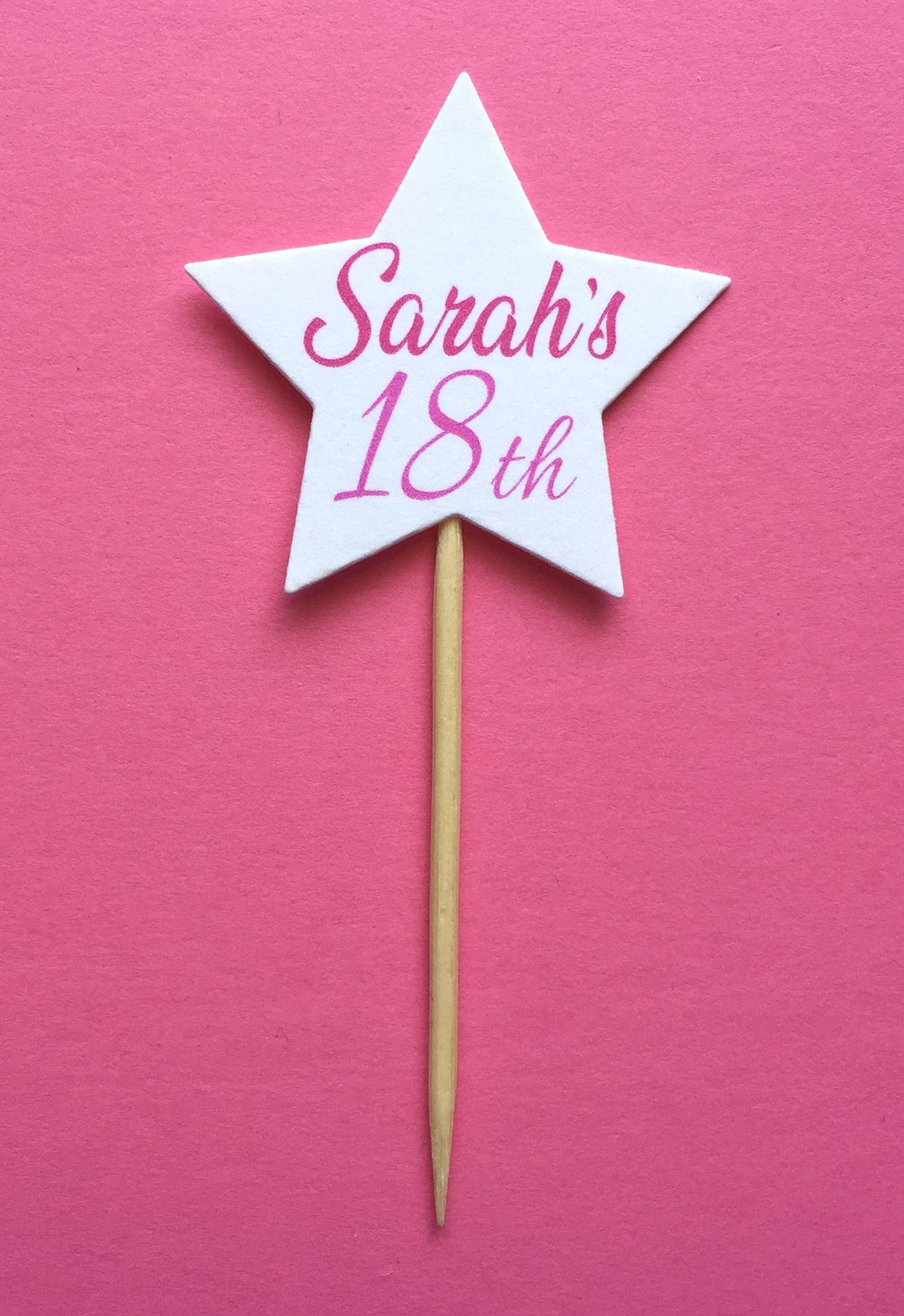 Personalised White Star Birthday Cupcake Toppers Decor Girls Food Picks ...