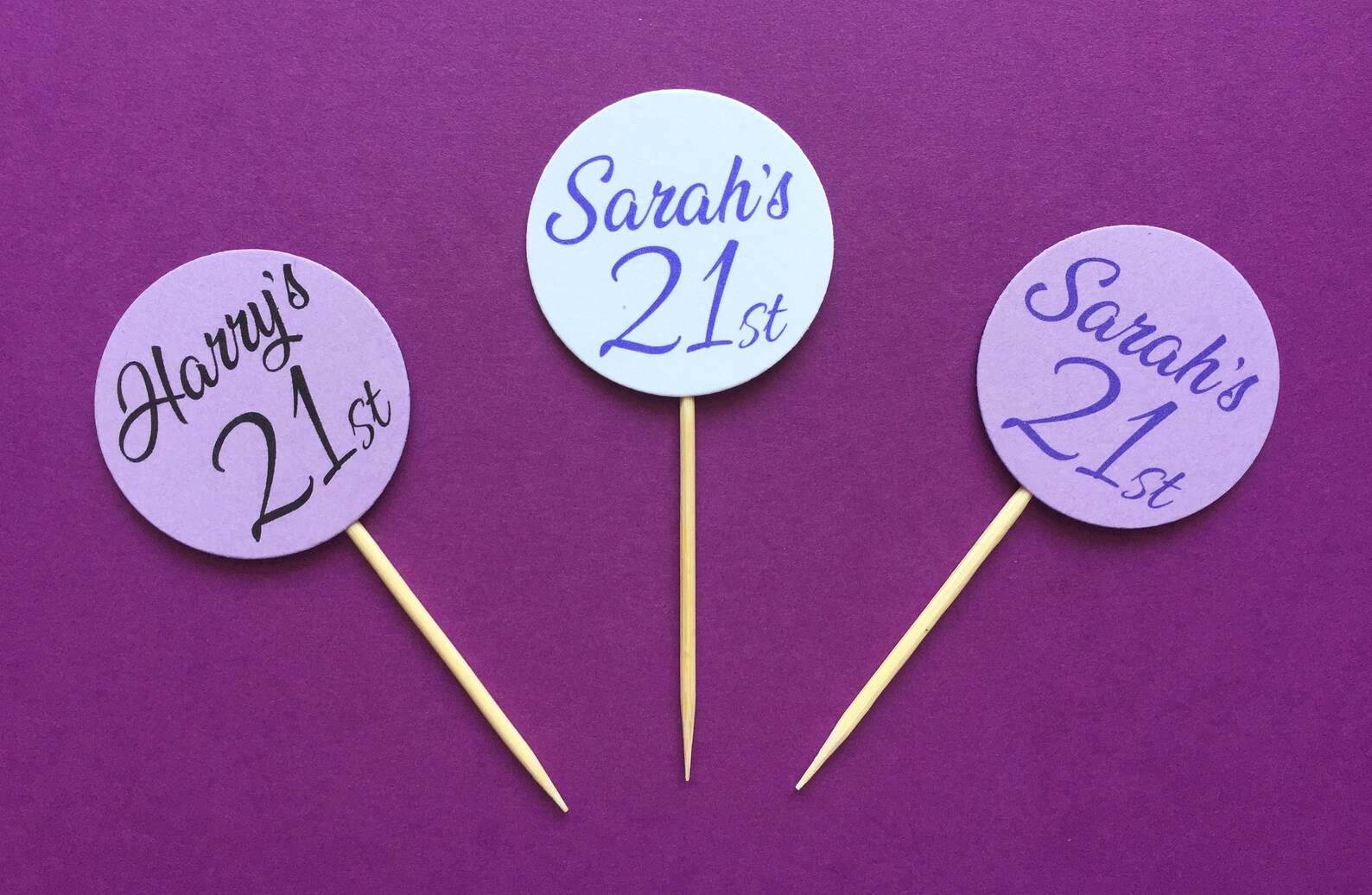 Personalised Circle Birthday Cupcake Toppers Decor Girls Food - Etsy