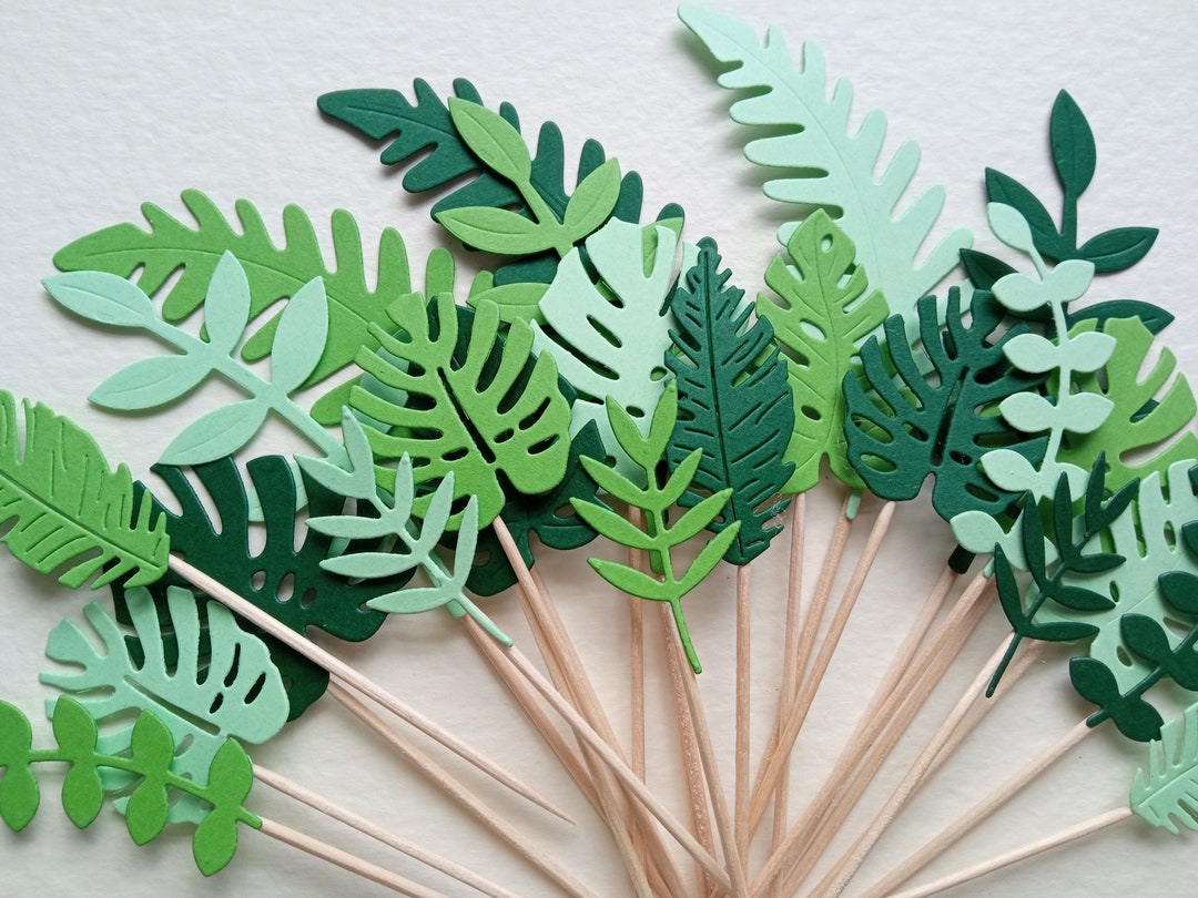 Large Pack Mixed Jungle Theme Leaves Cupcake Toppers Safari - Etsy