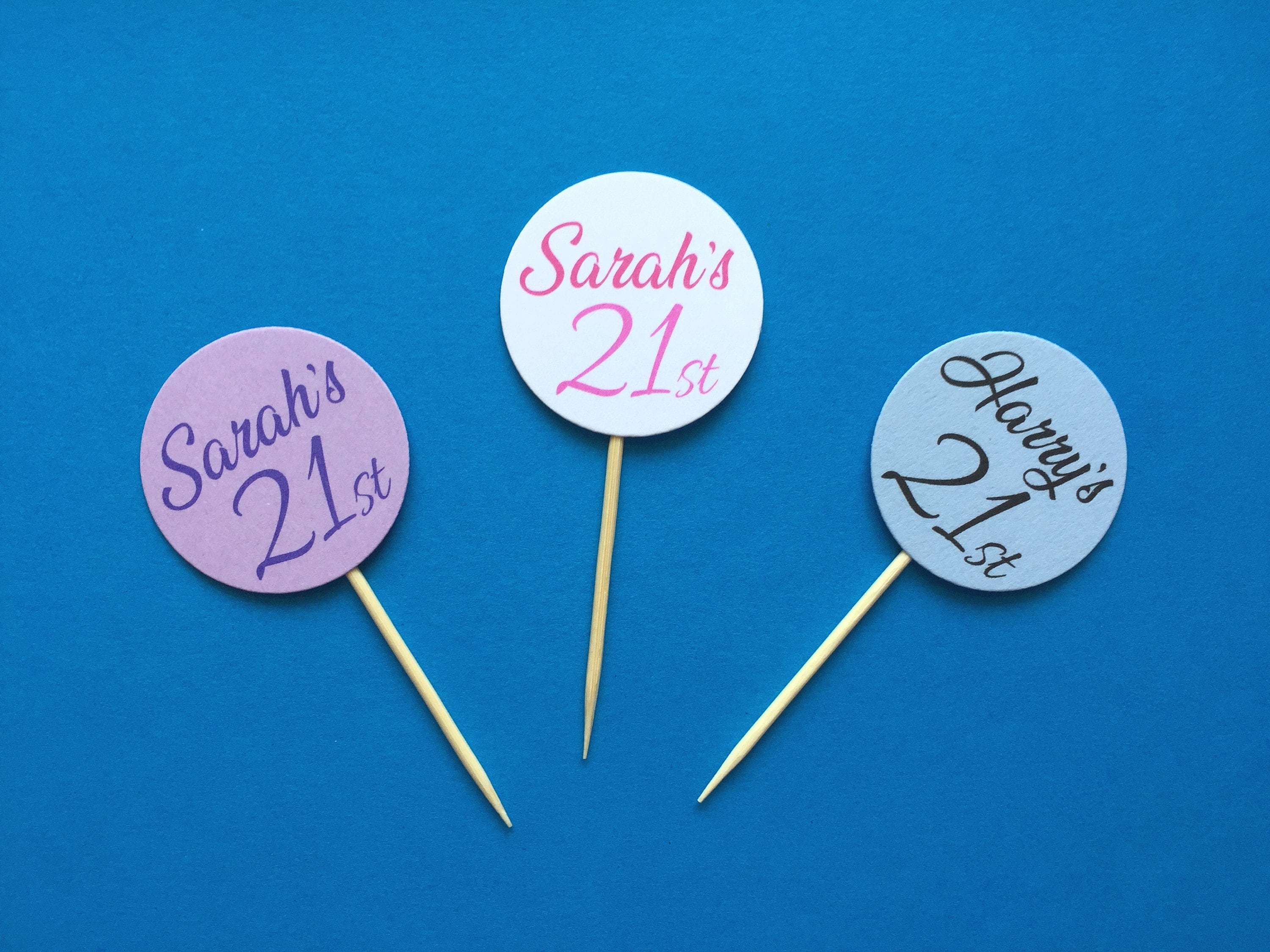 Personalised Circle Birthday Cupcake Toppers Decor Girls Food - Etsy
