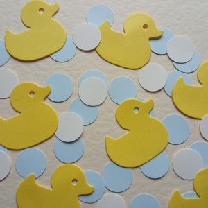 Rubber Duck Baby Shower Table Confetti Yellow Blue Bubbles Bath Time ...