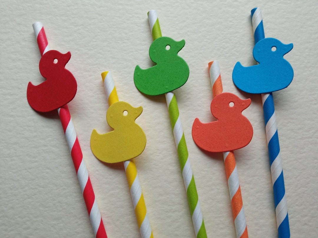 Rubber Duck Drinking Paper Straws Silhouette Gift Party Bag Party ...