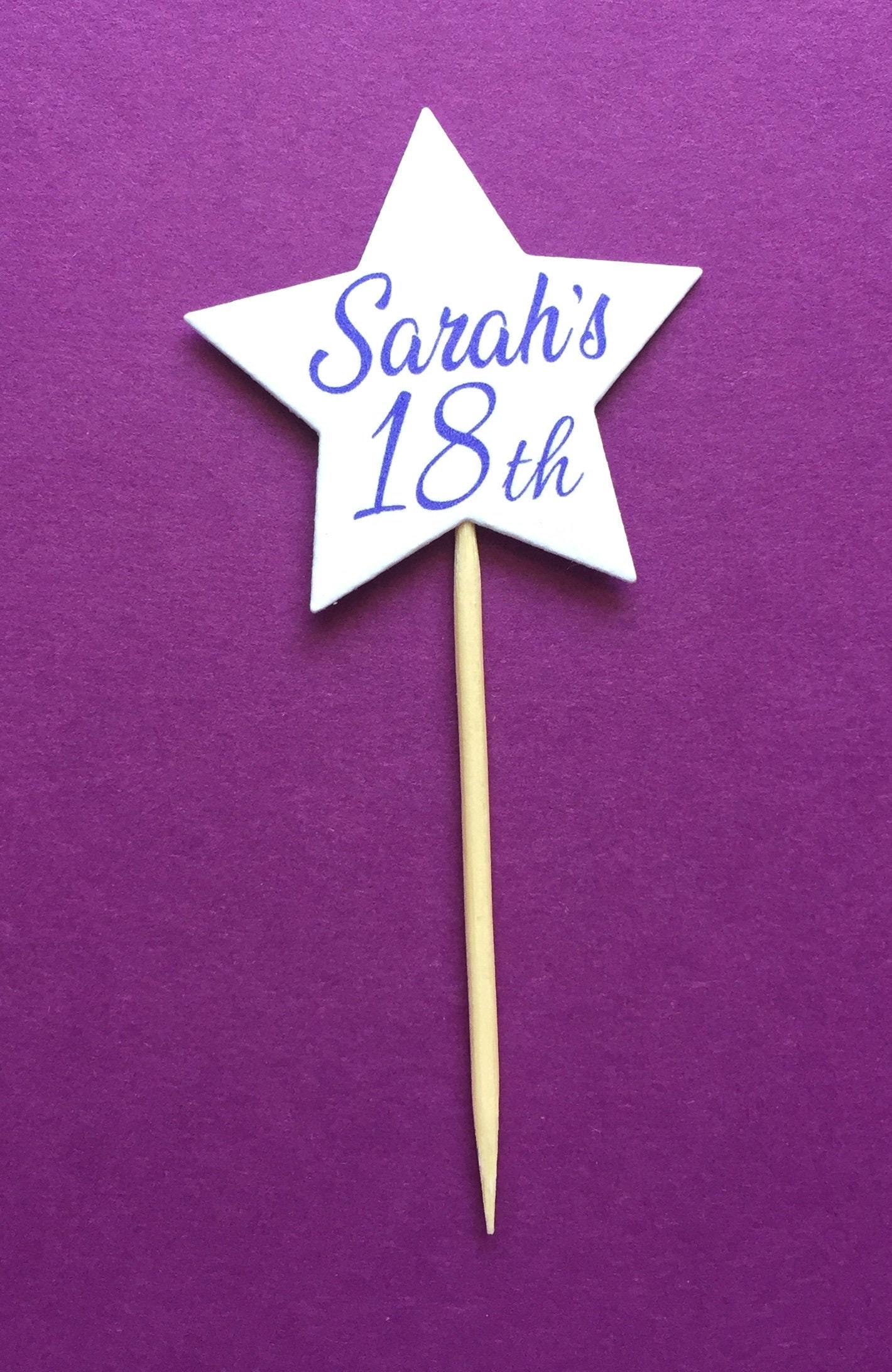 Personalised White Star Birthday Cupcake Toppers Decor Girls | Etsy