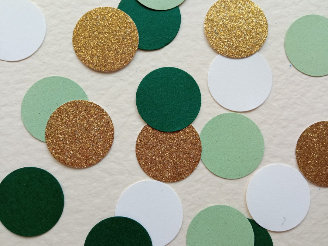 Gold Glitter Sage Green & Ivory Circle Baby Shower Table Confetti ...