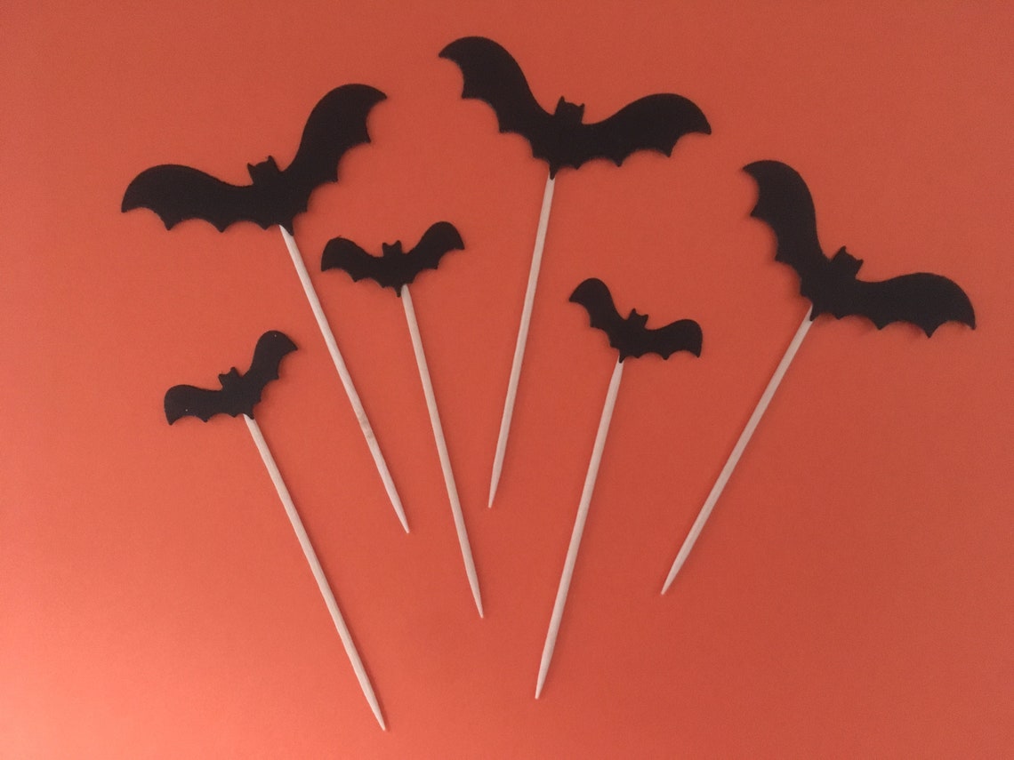 Black Bats Halloween Cupcake Toppers Decor Food Picks Cup Cake - Etsy UK