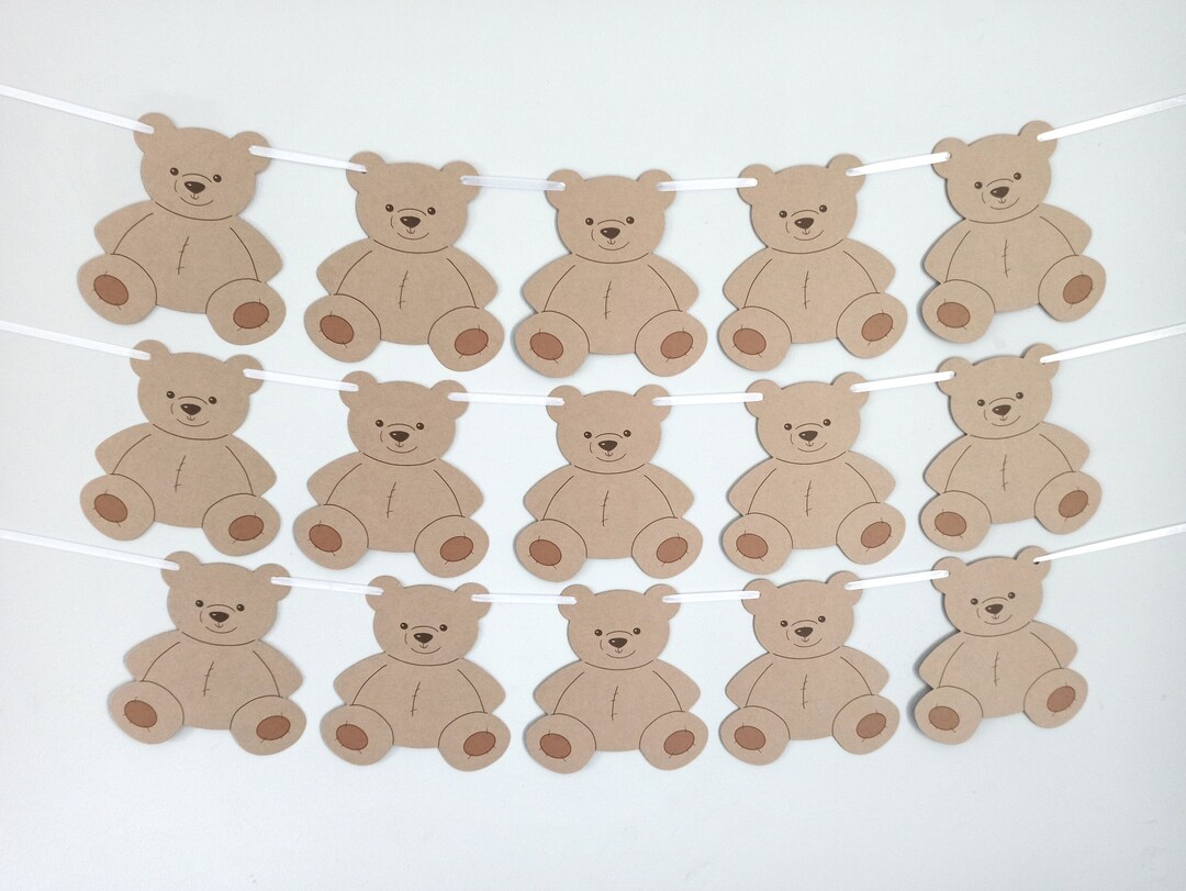 15 Teddy Bear Garland Set Party Banner Birthday Bunting Theme ...
