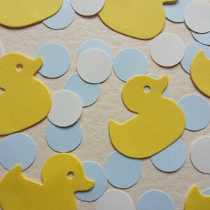 Rubber Duck Baby Shower Table Confetti Yellow Blue Bubbles Bath Time ...