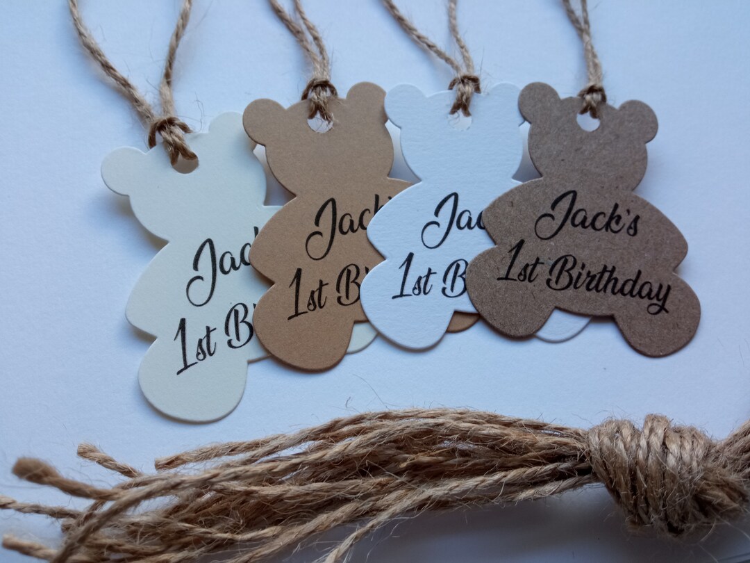 Personalised Cute Teddy Bear 1st Birthday Tags Girl Boy Teddies One ...