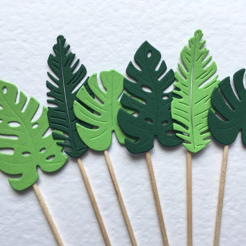 Safari Leaf Cake Toppers Jungle Theme Mixed Leaves Cupcake - Etsy UK