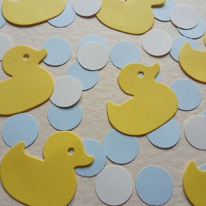Rubber Duck Baby Shower Table Confetti Yellow Blue Bubbles Bath Time ...