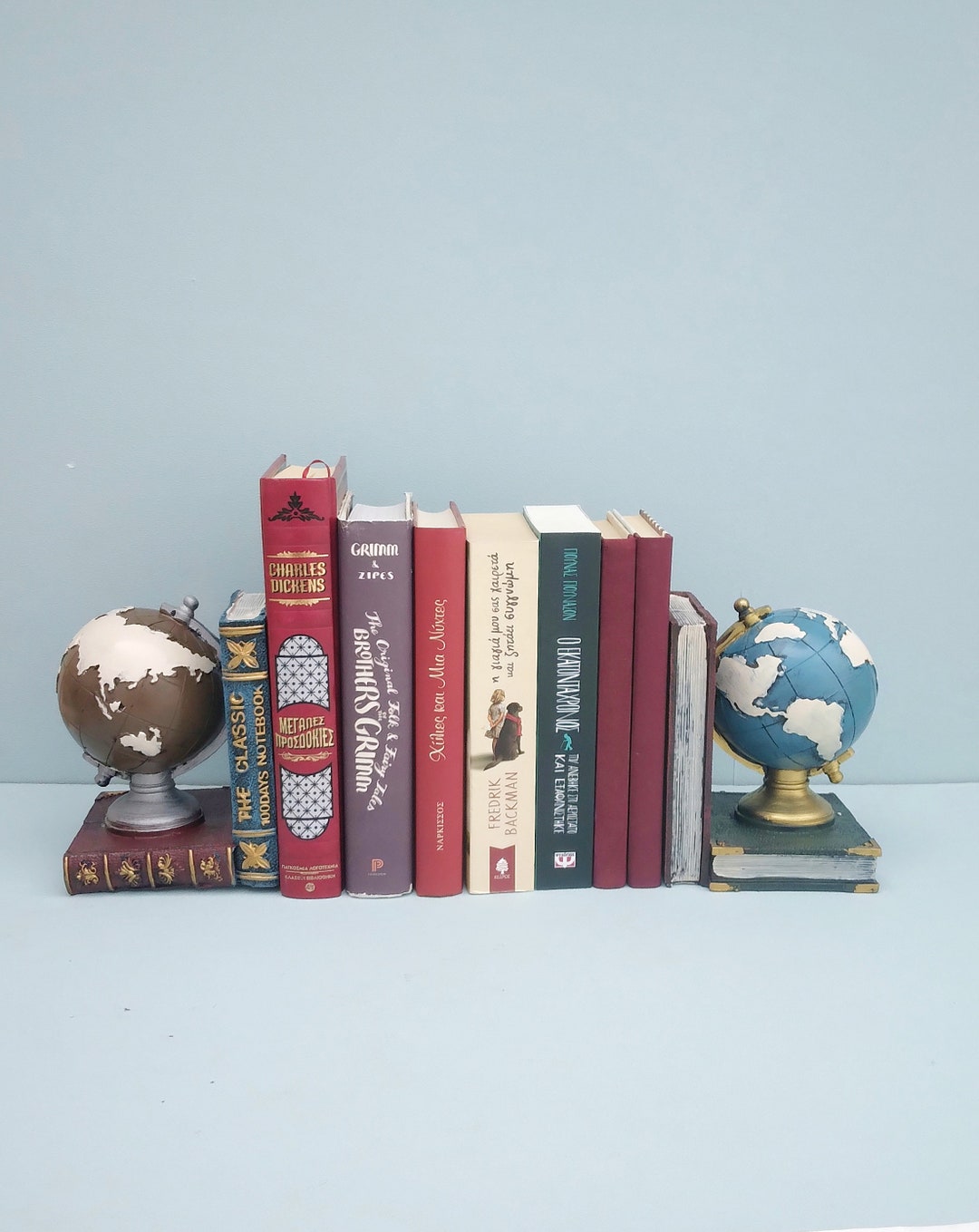 Globe Bookends, World Map Globe Book Support, Gift for Geography ...