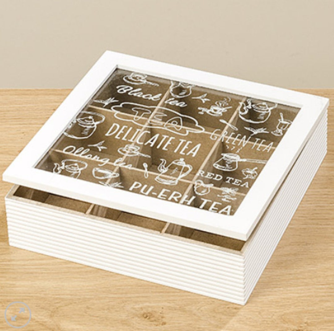 Tea Bag Box, Wooden and Glass Tea Box, Coffee Bar Decor - Etsy