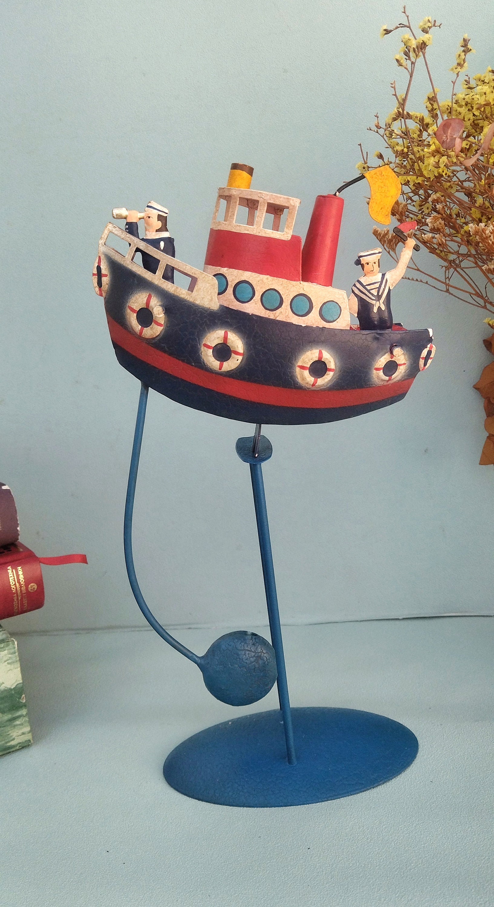 Vintage Aesthetic Boat Pendulum Toy, Coastal Theme Baby Shower ...