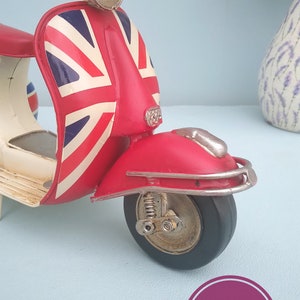 Vintage Metal Scooter With English Flag, Retro Collectible Motorcycle ...