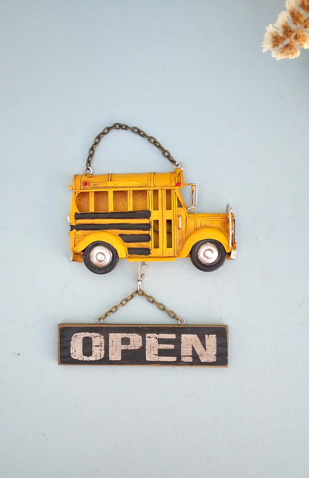 Open Closed Hanging Sign for Shop, Toy Store Window Sign, School Bus ...