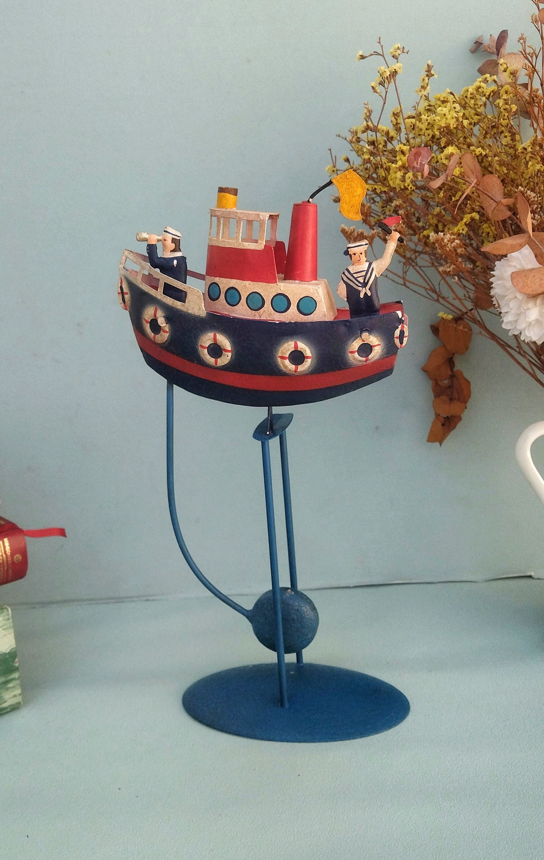 Vintage Aesthetic Boat Pendulum Toy, Coastal Theme Baby Shower ...