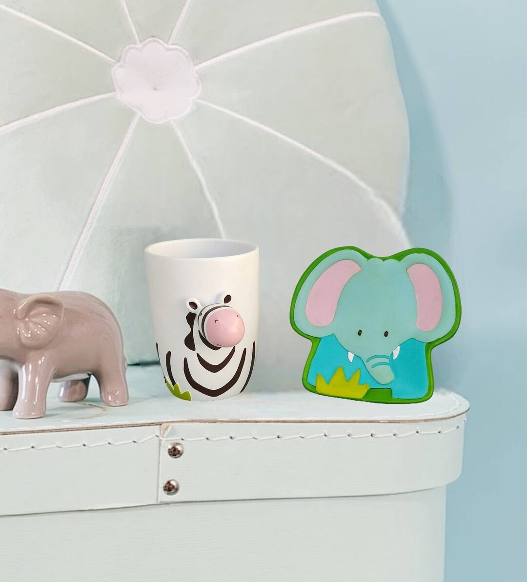 Jungle Bathroom Set, Lion Soap Dispenser, Zebra Toothbrush Holder and ...