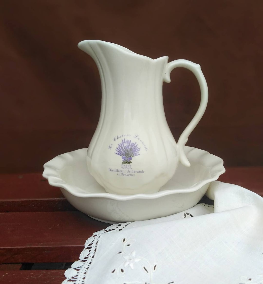 Wash Basin and Water Pitcher Set, Porcelain Jug and Face Wash Bowl With ...