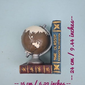 Globe Bookends, World Map Globe Book Support, Gift for Geography ...